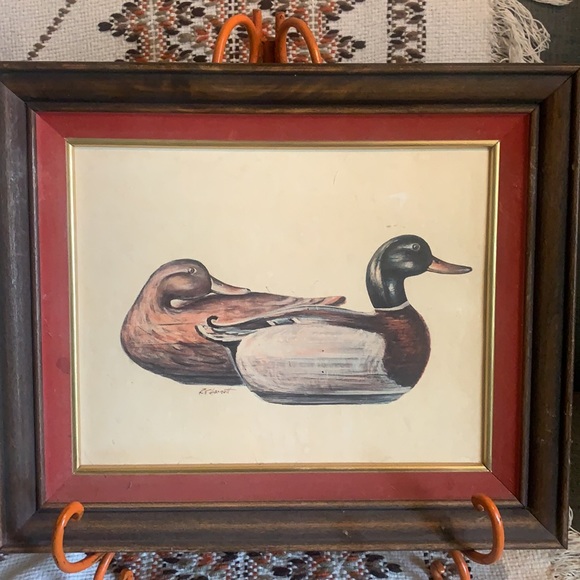 Vintage | Art | Rf Harnett Mallard Print In Wood W Burnet Reddish ...